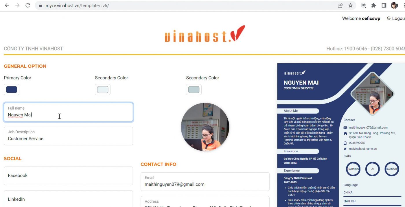 Hướng Dẫn Tạo CV Miễn Phí - #1 Hosting Giá Rẻ, VPS Giá Rẻ, Email, Cloud Server | VinaHost.VN