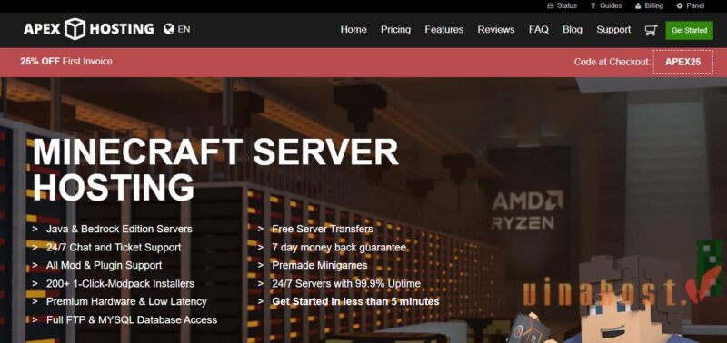 TOP 8 nhà cung cấp Hosting Minecraft Server tốt nhất 2025